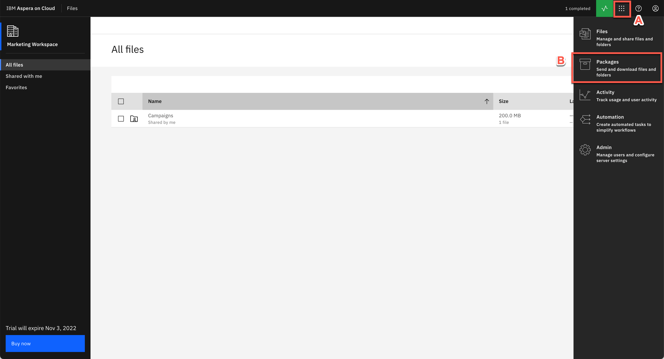 Fast File Transfer Demo for Technical Sales using Aspera On Cloud