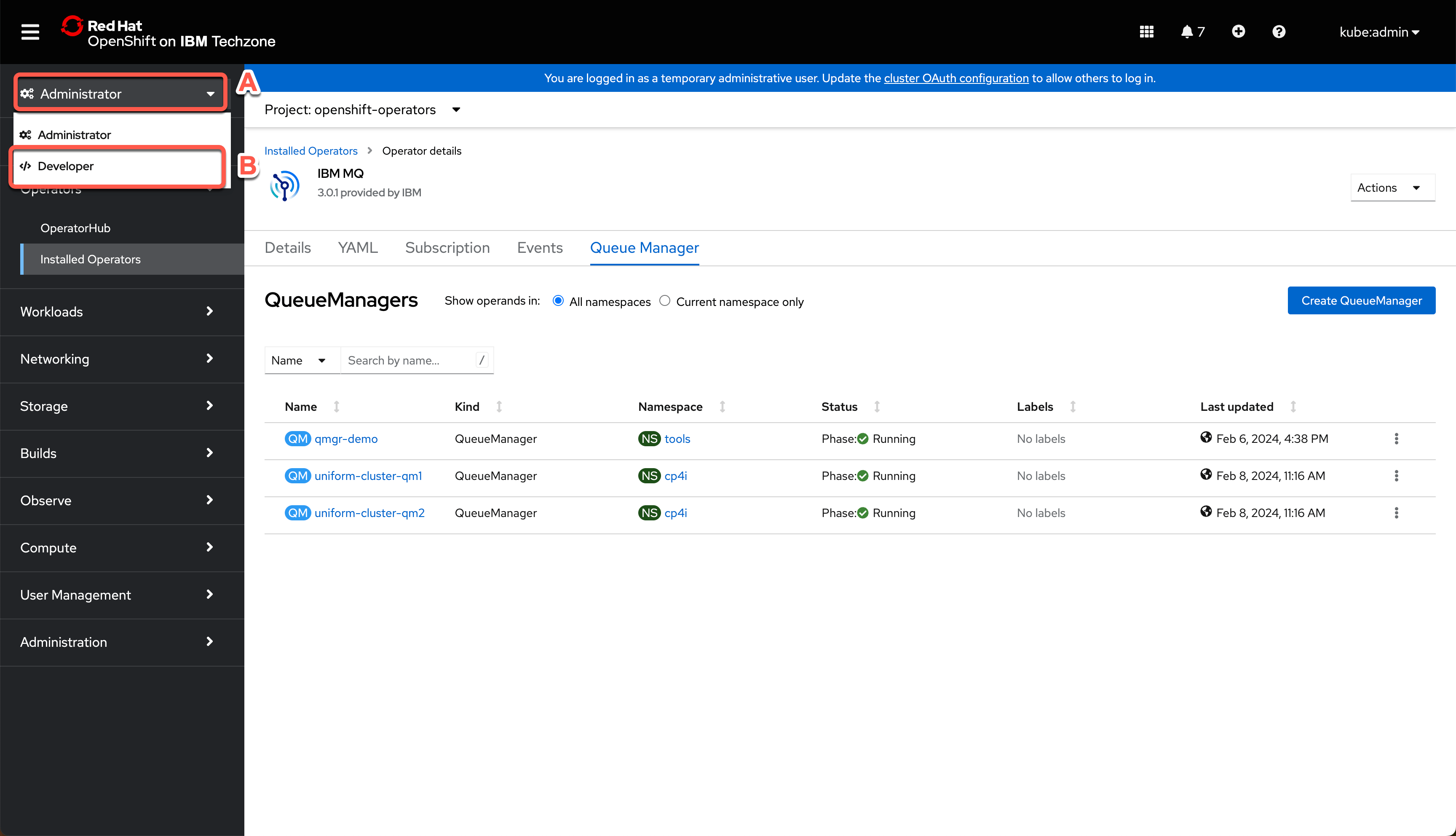 IBM MQ Uniform Clusters Demo